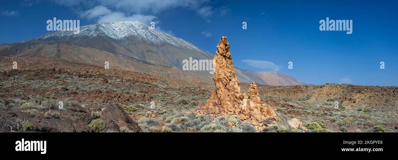 Spain, Canary Islands, Small rock formation with Mount Teide in ...