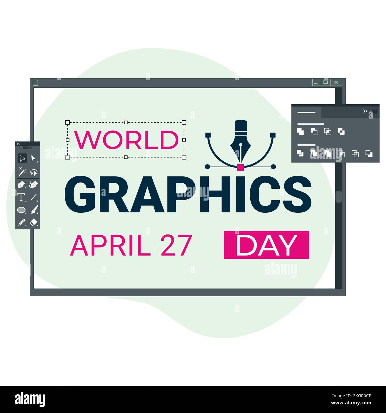 April 27 World Graphics Day Text effect with Pink and black shade ...