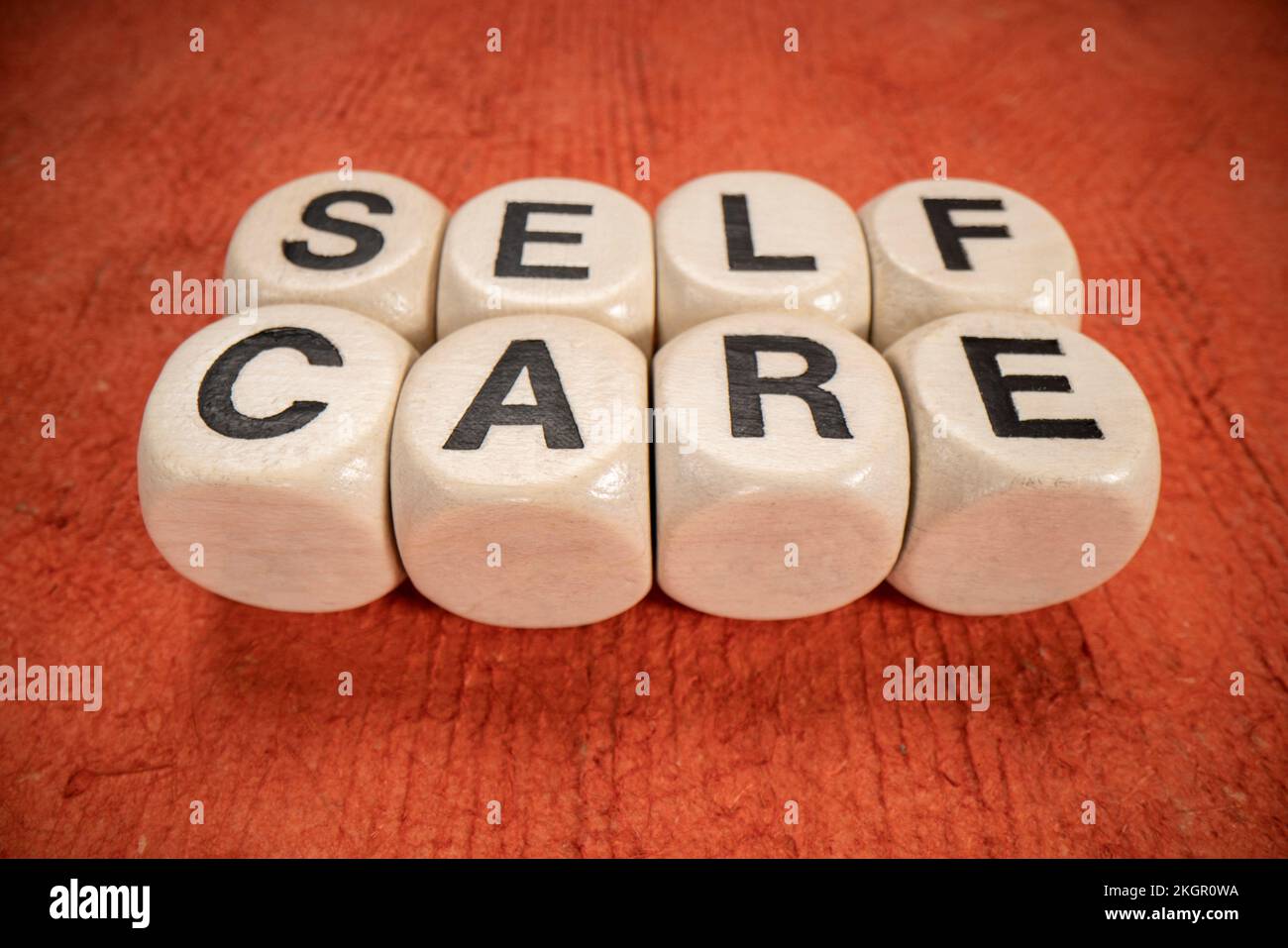 self care text in letter cubes, macro shot, health and lifestyle ...