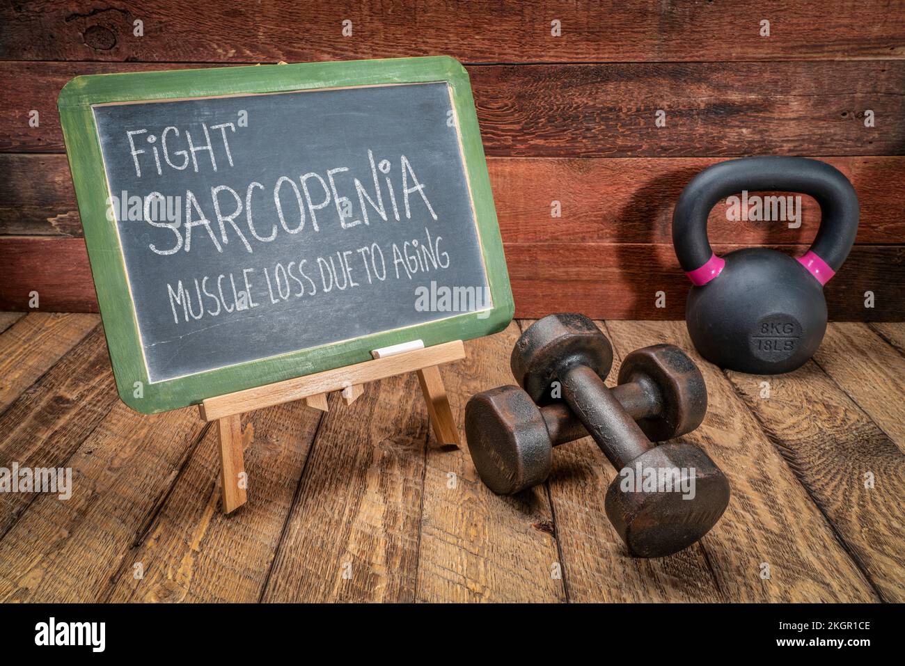 fight sarcopenia, muscle loss due to aging - inspirational message on a ...