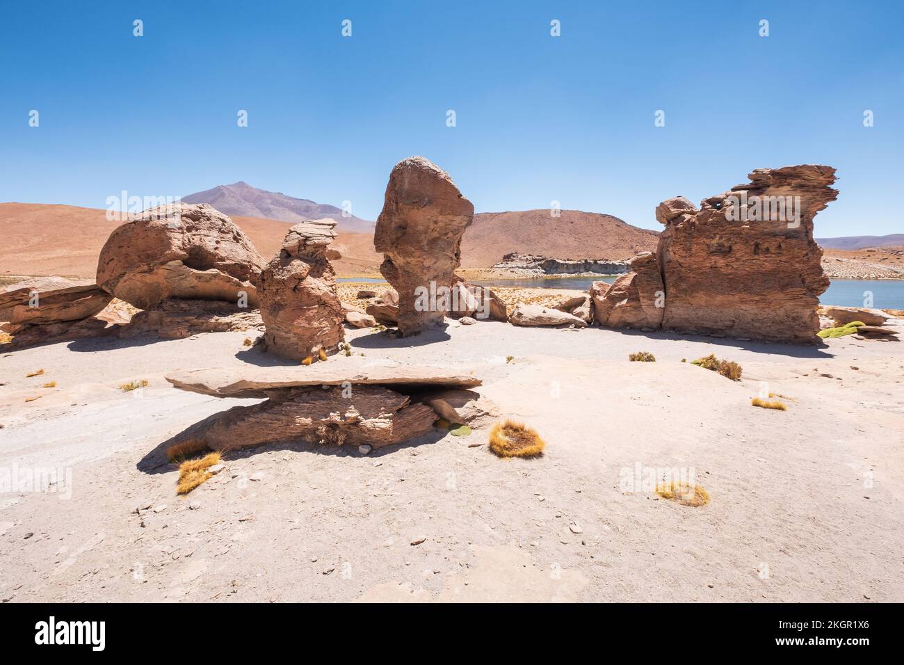 Rock formations with peculiar shapes near the Laguna Negra (Black ...