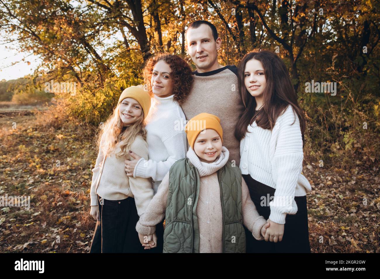 Happy family five standing hi-res stock photography and images - Alamy
