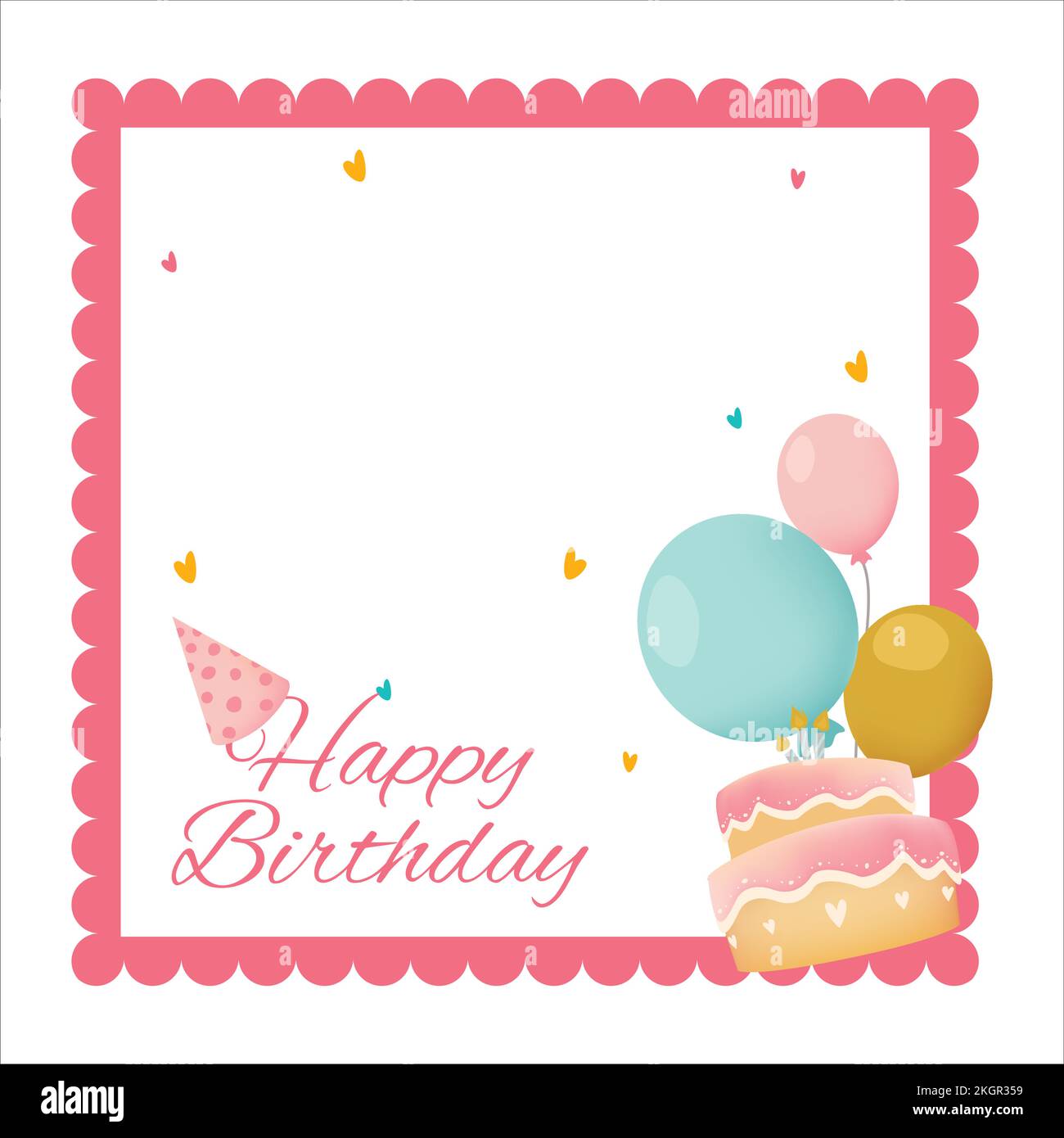 Happy Birthday Pink frame, Happiness, Happy Birthday Text Effect ...