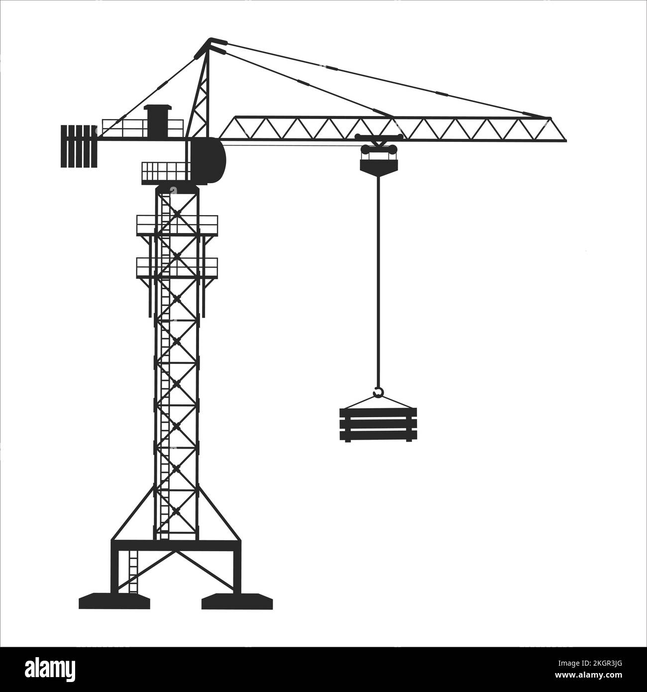 Construction Elements, Crane Vector on White Background, Hard Work ...