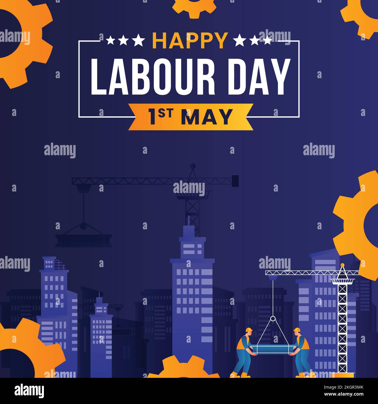 Construction Elements, Crane Vector, Labor Day Vector on Blue ...