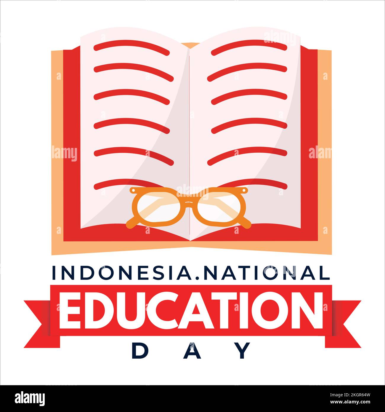 Indonesian National Education day Beautiful text effect with red colour ...