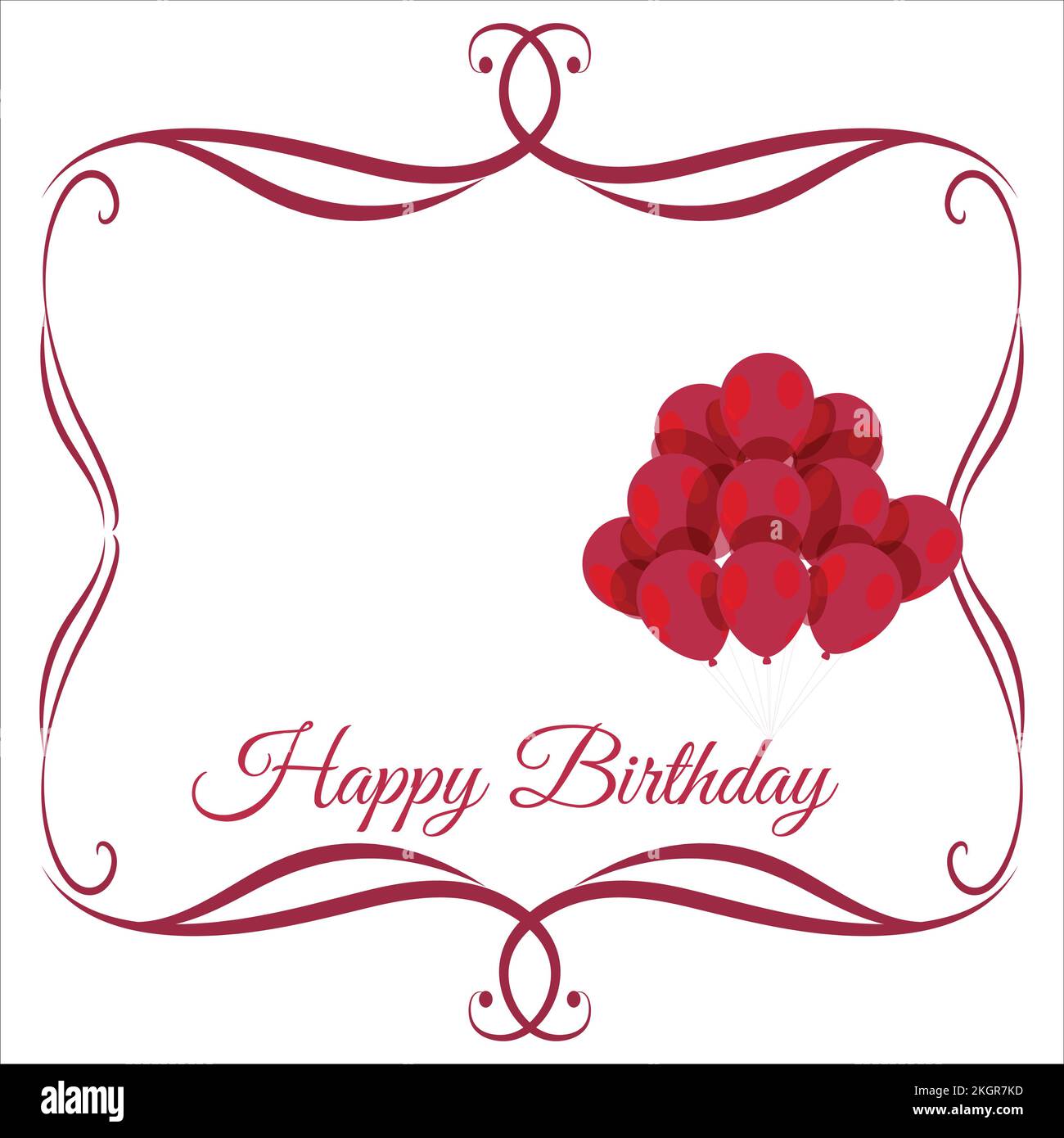 Happy Birthday Red frame, Happiness, Happy Birthday Text Effect ...