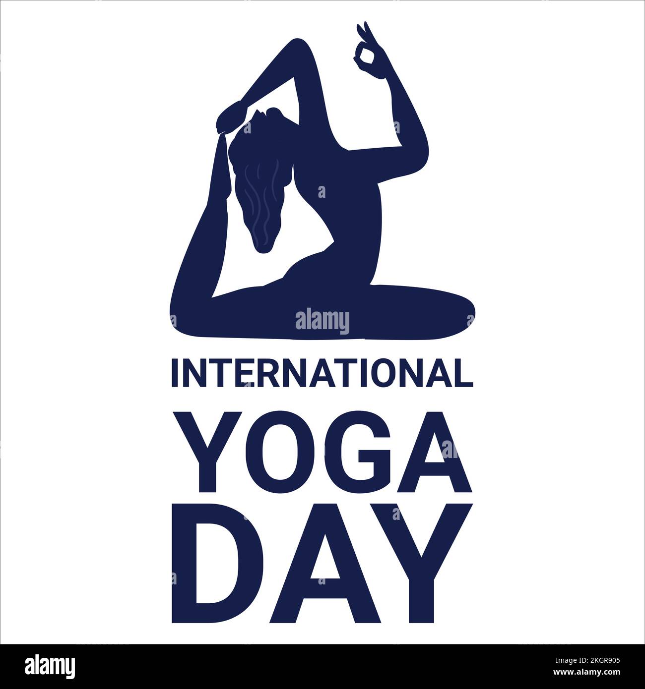 Happy yoga day vector illustration with black text effect, black, woman ...
