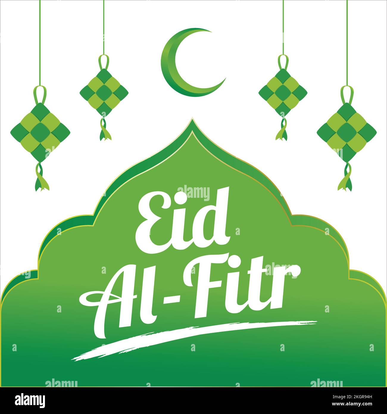 Eid Al-Fitr White text effect on green background, Muslim Festival Eid ...