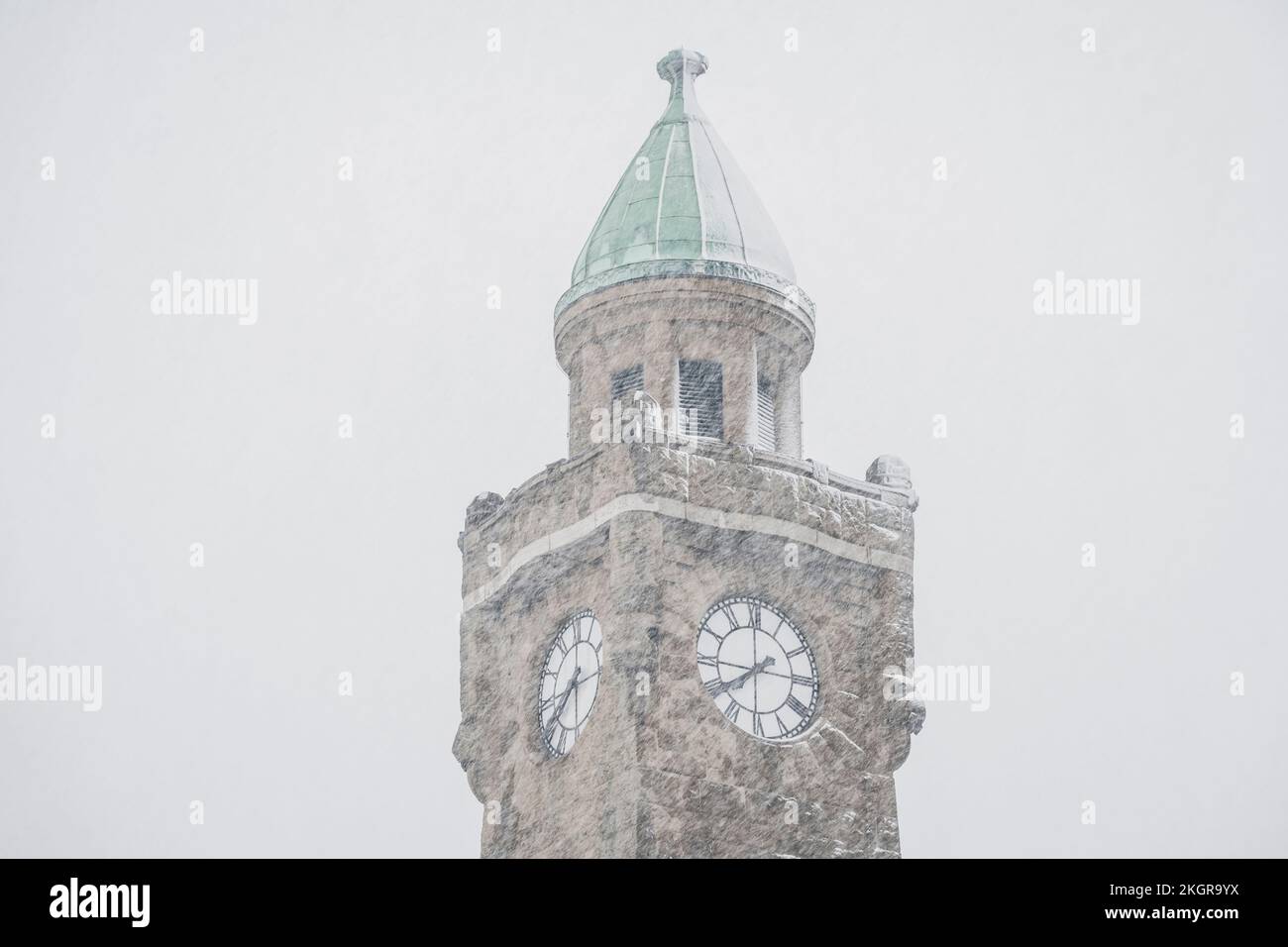 Pegelturm clock tower during snowfall hi-res stock photography and ...