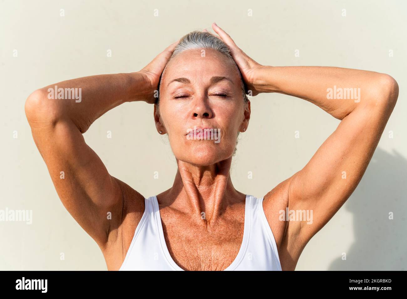 50 years woman cream hand hi-res stock photography and images - Alamy