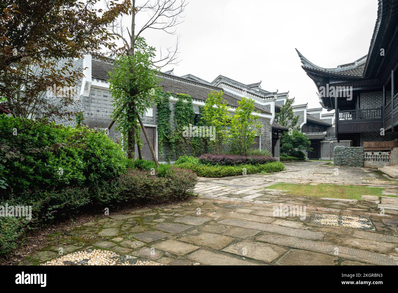 An ancient architecture with a tree against the sky in Changsha ...