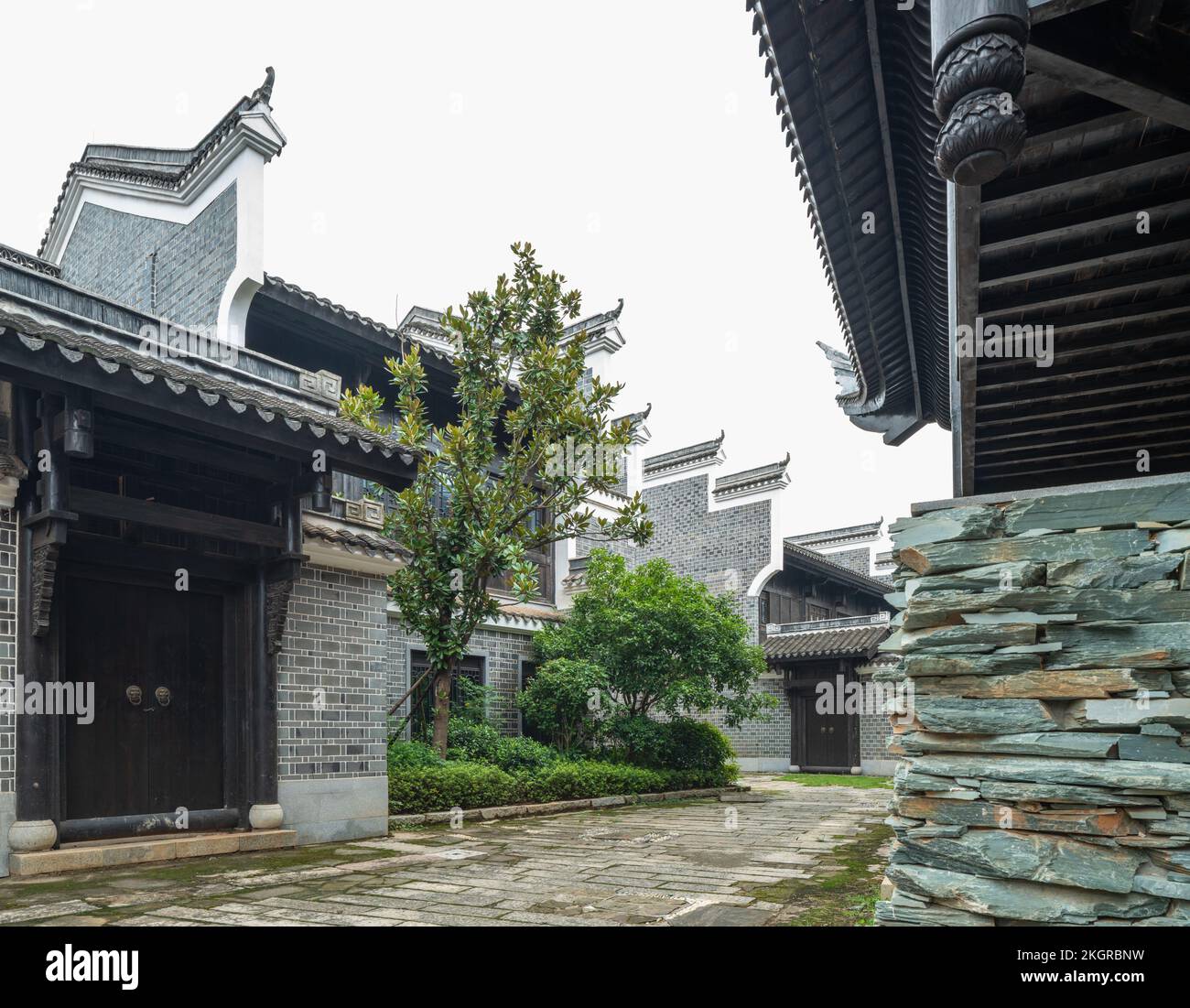 An ancient architecture with a tree against the sky in Changsha ...