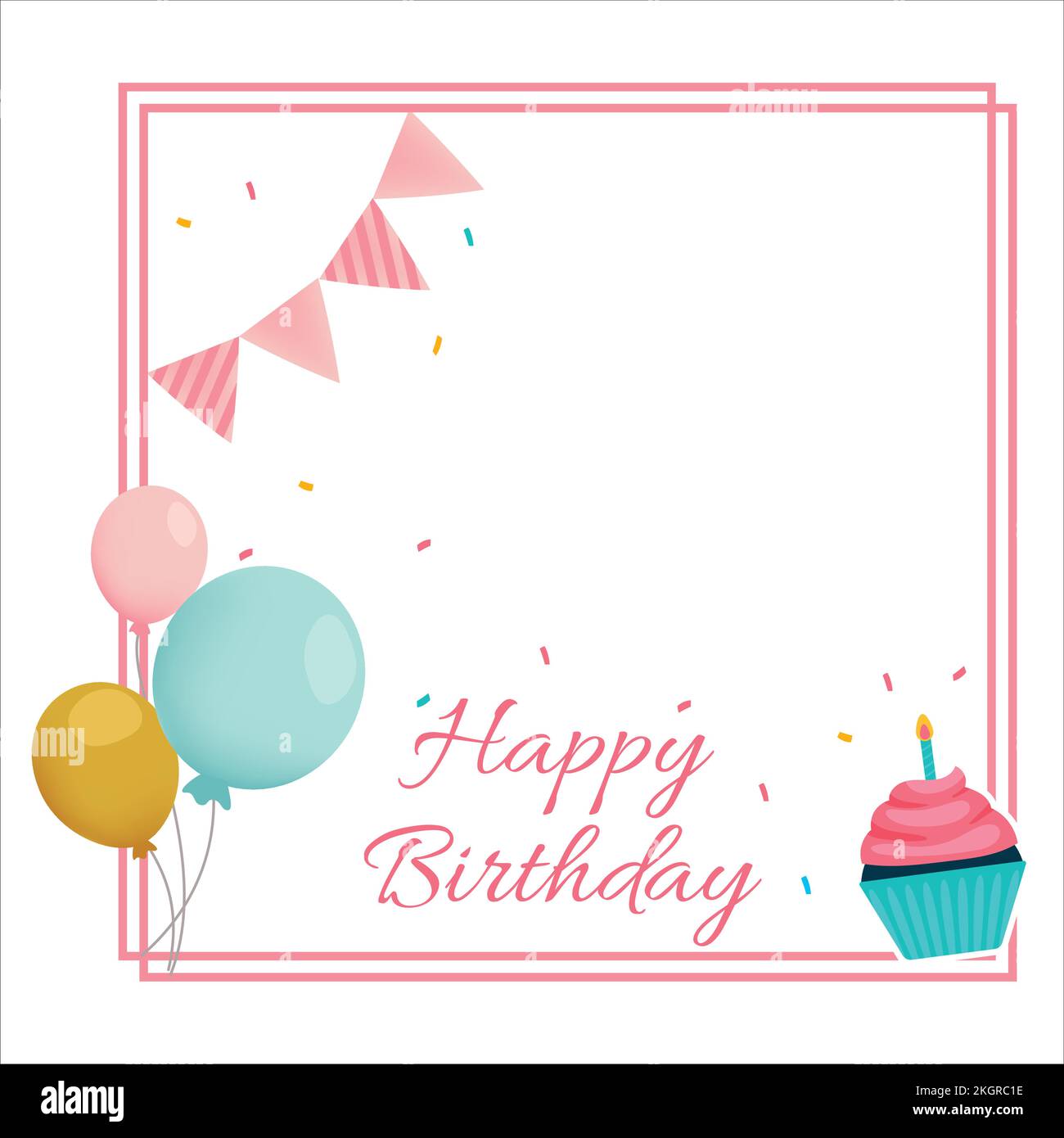 Happy Birthday Pink frame, Happiness, Happy Birthday Text Effect ...