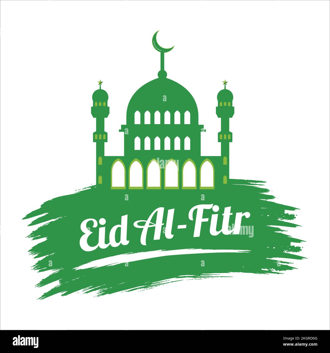 Eid Al-Fitr White text effect on Green background, Muslim Festival Eid ...