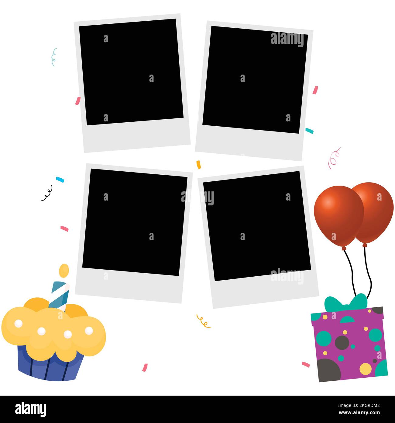 Happy Birthday Photo frame vector illustration, Happy birthday Wish ...