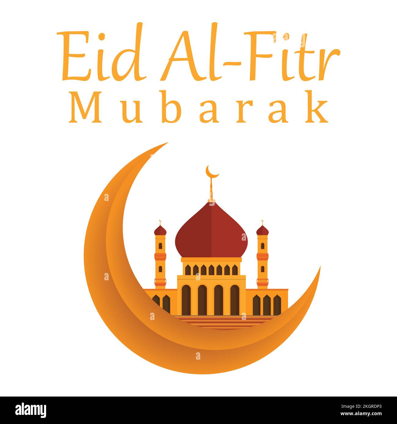 Happy Eid Al-Fitr Mubarak stylish golden text effect with multicolor mosque vector, Golden text ...