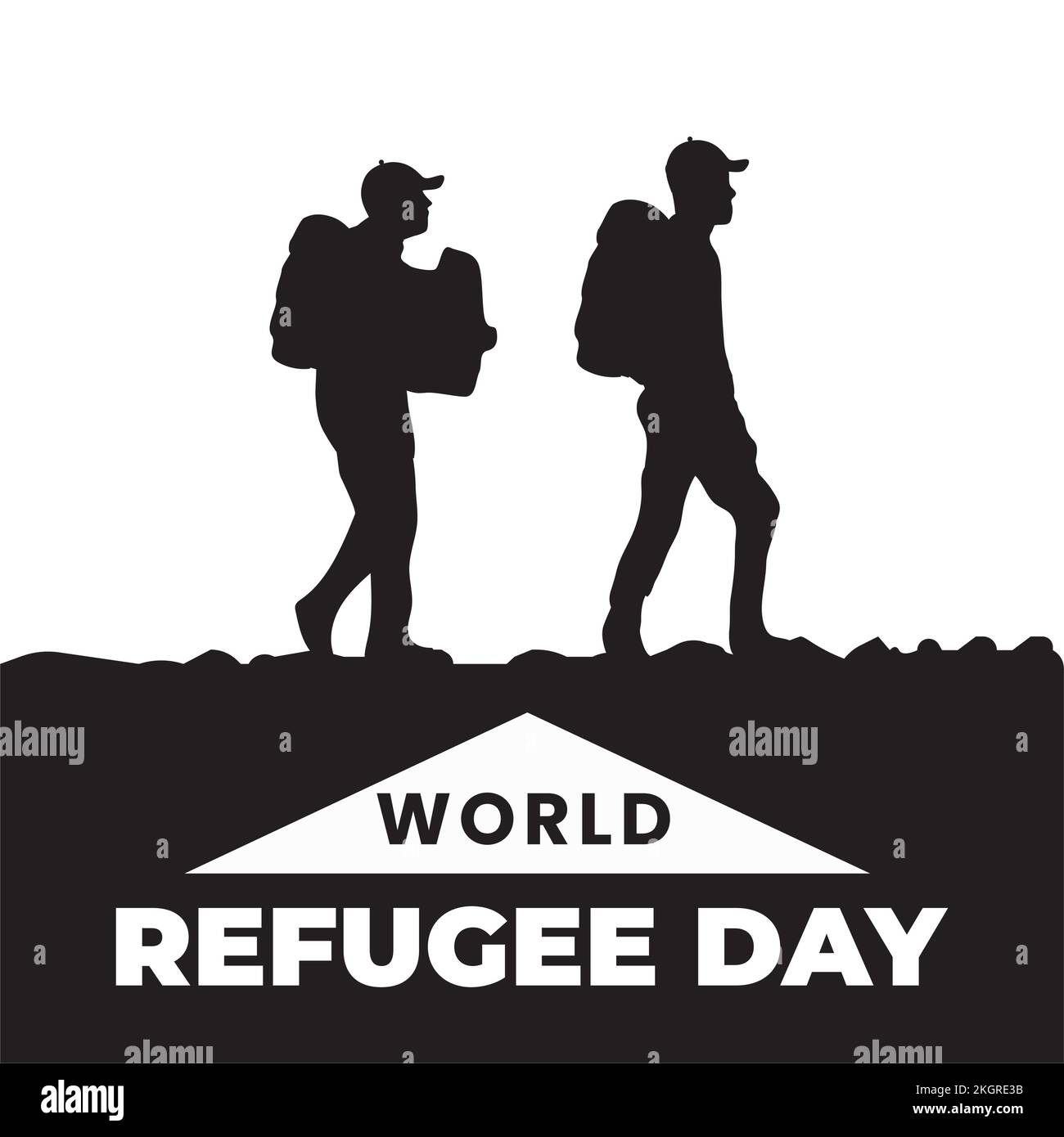 World Refugee Day special vector illustration and text effect, painful illustration, sorrow ...