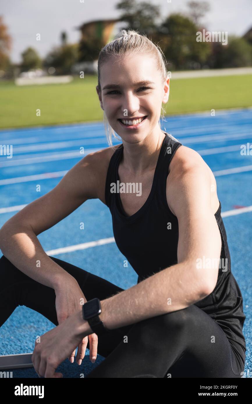 Happy healthy sportswoman resting hi-res stock photography and images ...