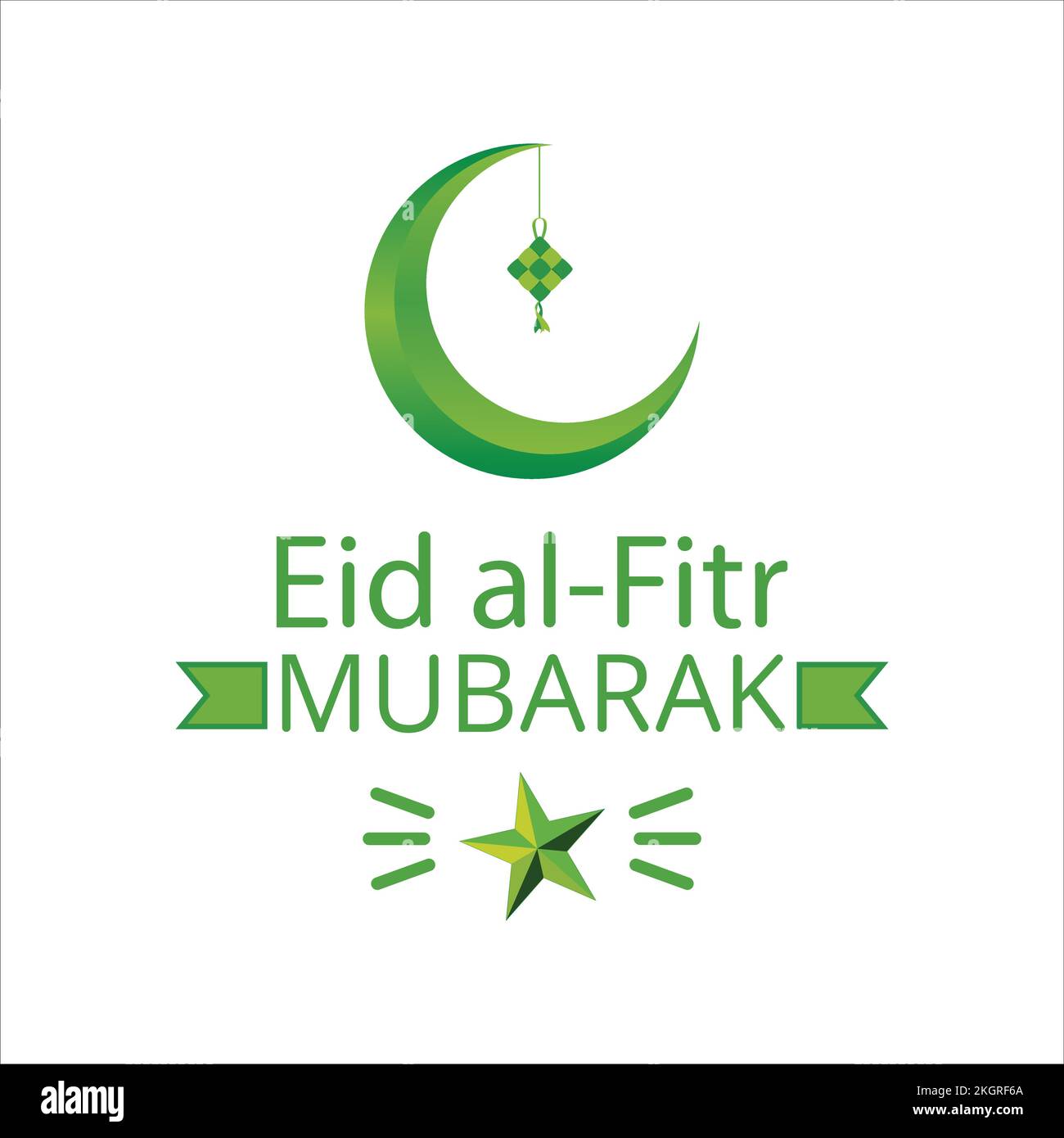 Eid Al-Fitr Mubarak green text effect on green background, Muslim ...