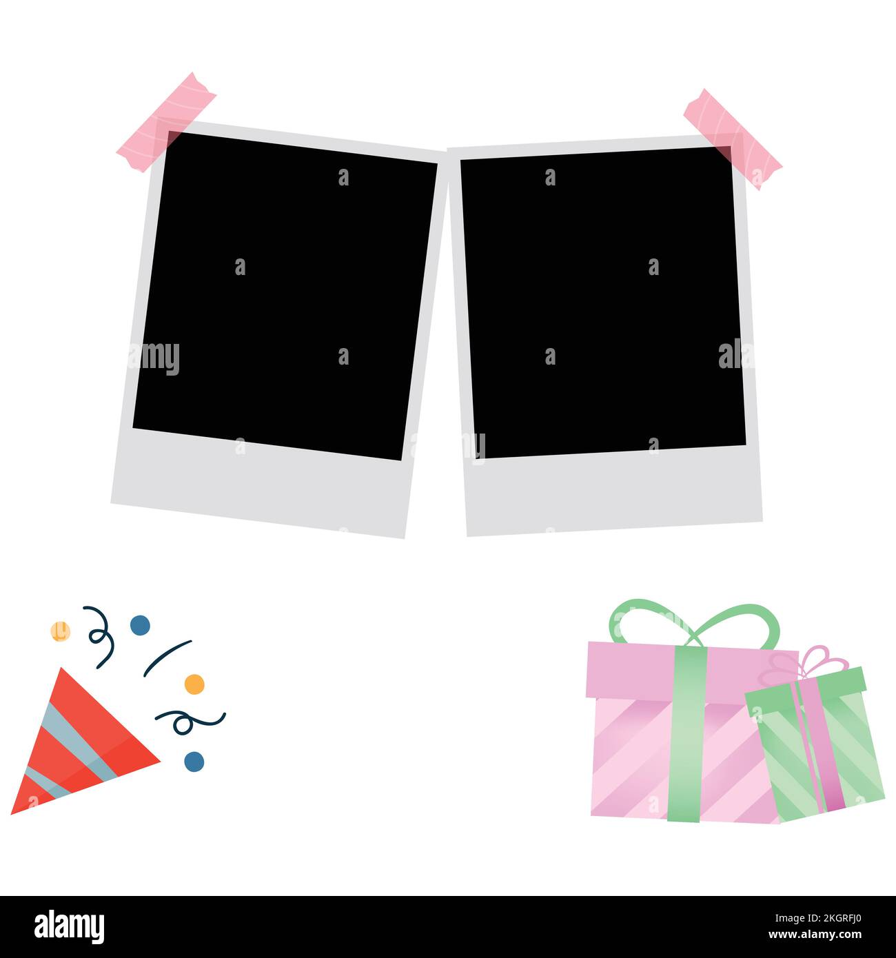 Happy Birthday Photo frame vector illustration on white background ...