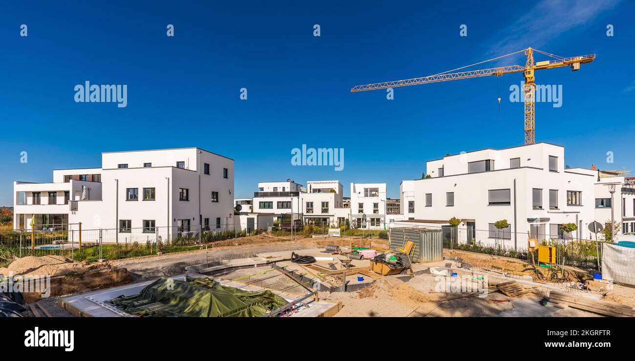 Germany, Baden-Wurttemberg, Weinstadt, Panoramic view of construction ...