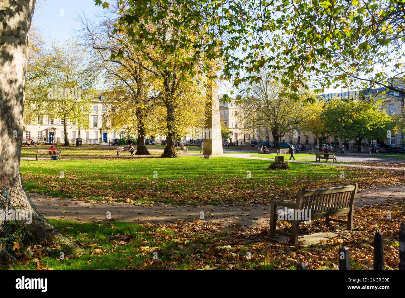 Queen Square in autumn or fall, Bath, Somerset, England, UK Stock Photo ...