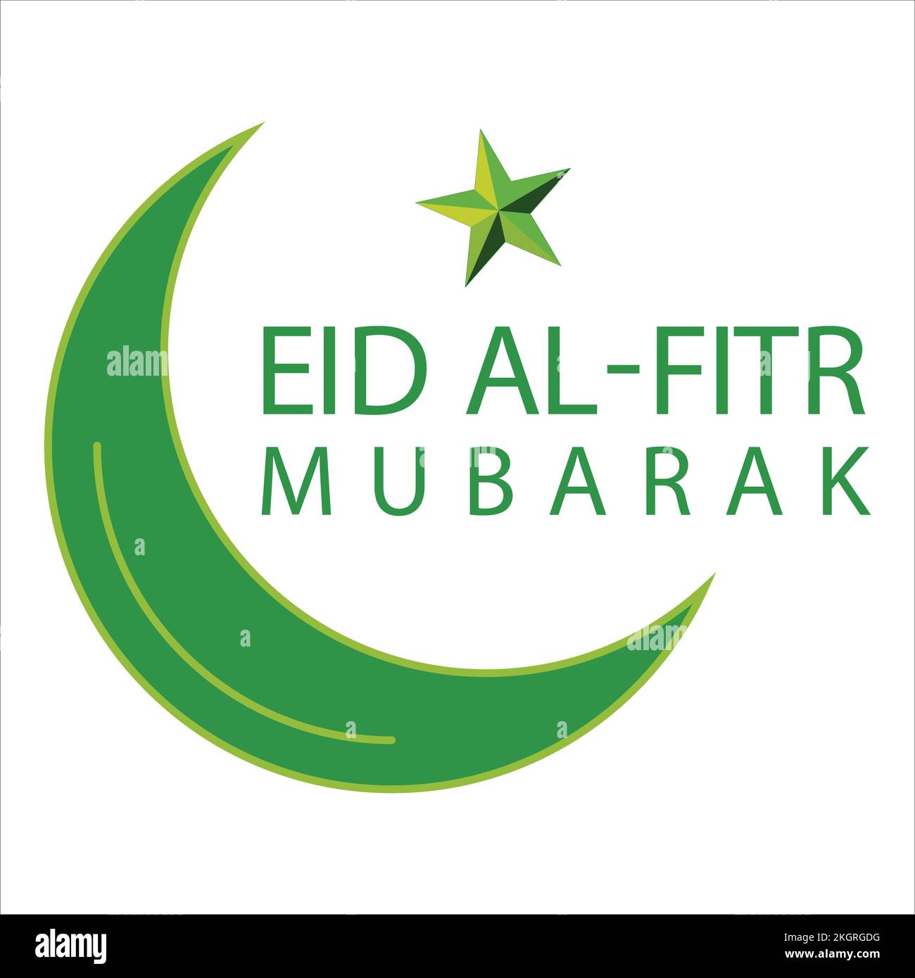 Eid Al-Fitr Mubarak green text effect on green background, Muslim ...