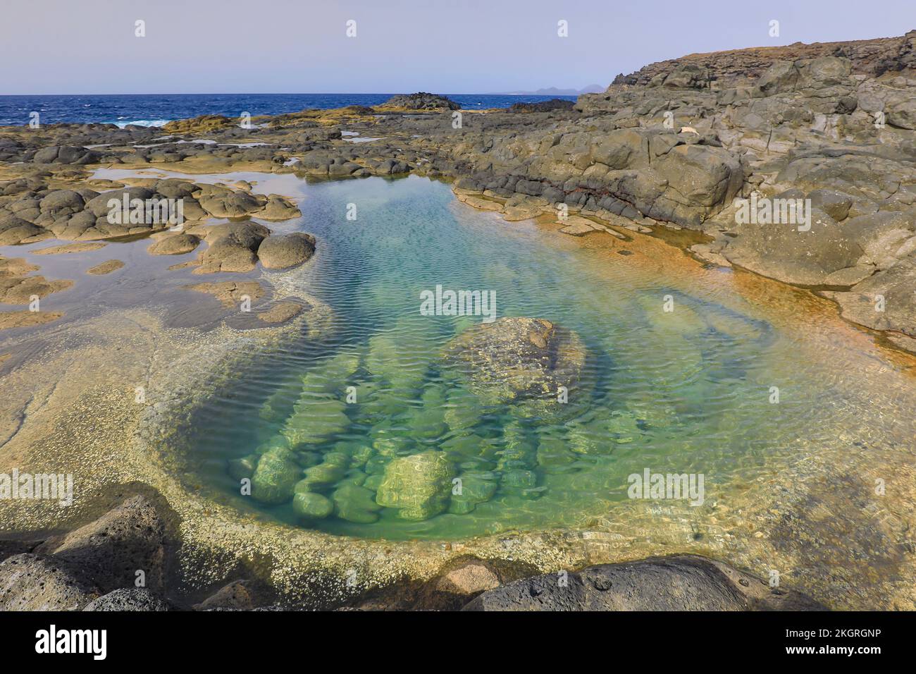 Spain, Canary Islands, Natural pool on Lanzarote island Stock Photo - Alamy