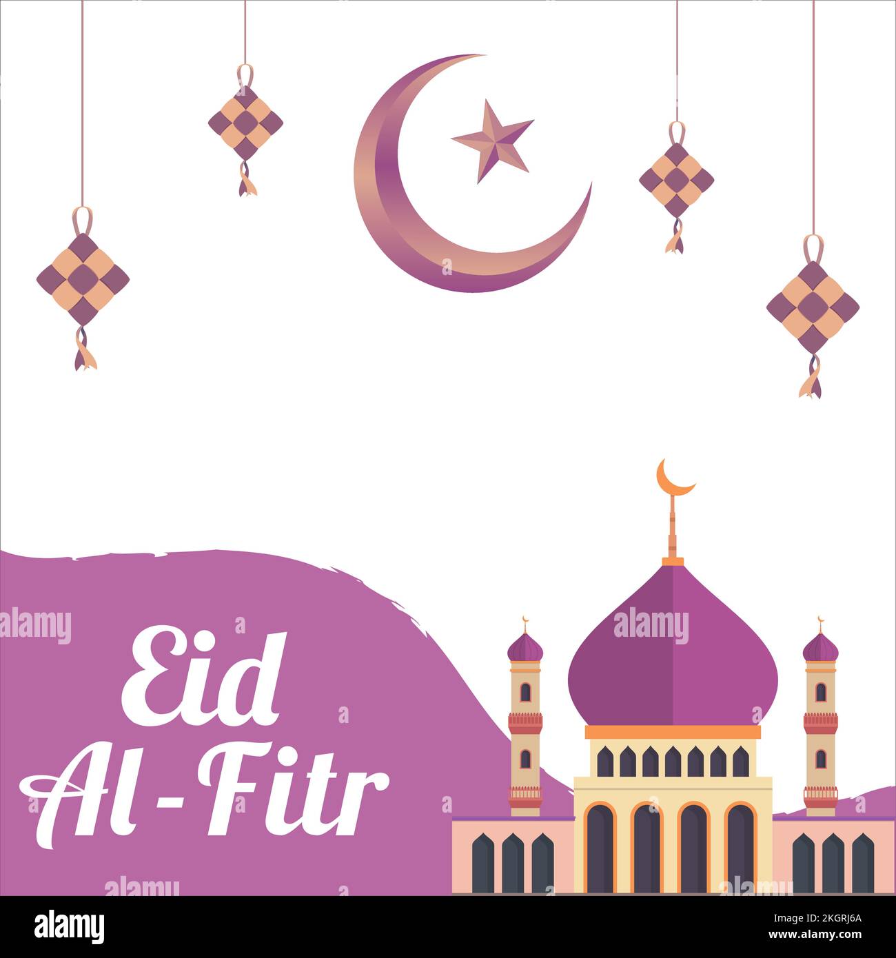 Eid Al-Fitr Mubarak with white text effect, Holy festival of muslim ...