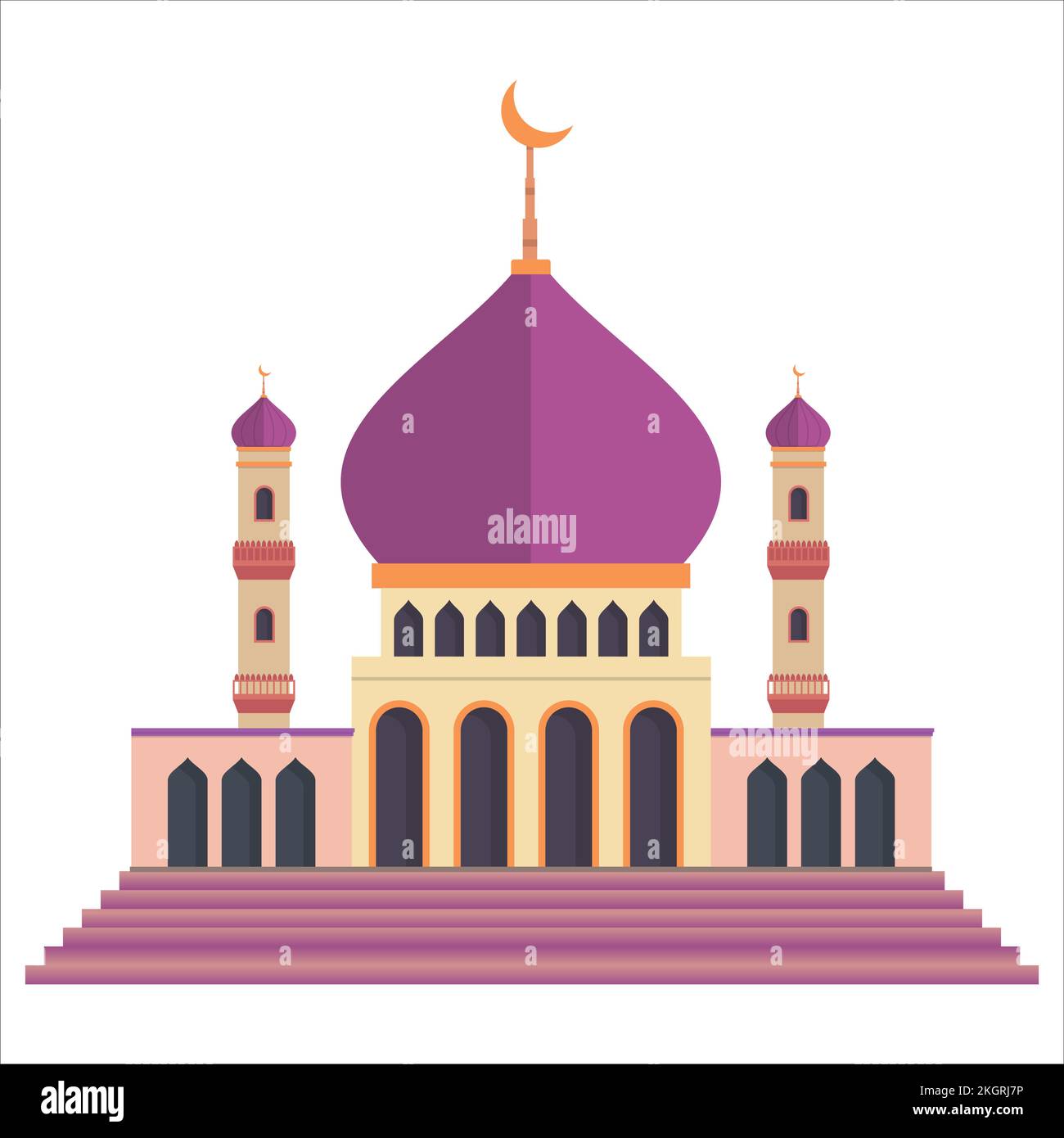 Eid Al-Fitr Mubarak Mosque in white background, Holy festival of muslim ...