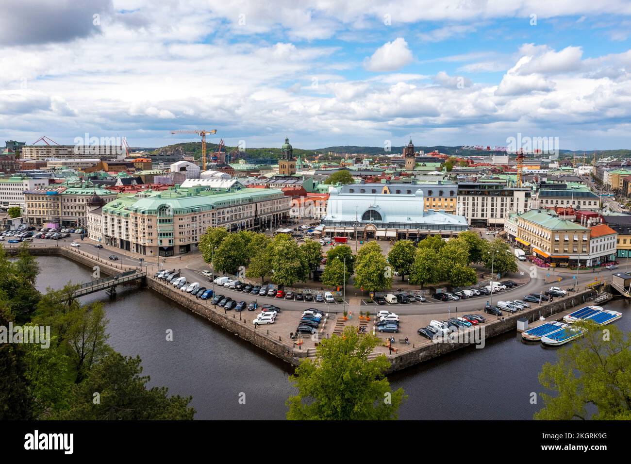 Sweden, Vastra Gotaland County, Gothenburg, Aerial view of city canal ...