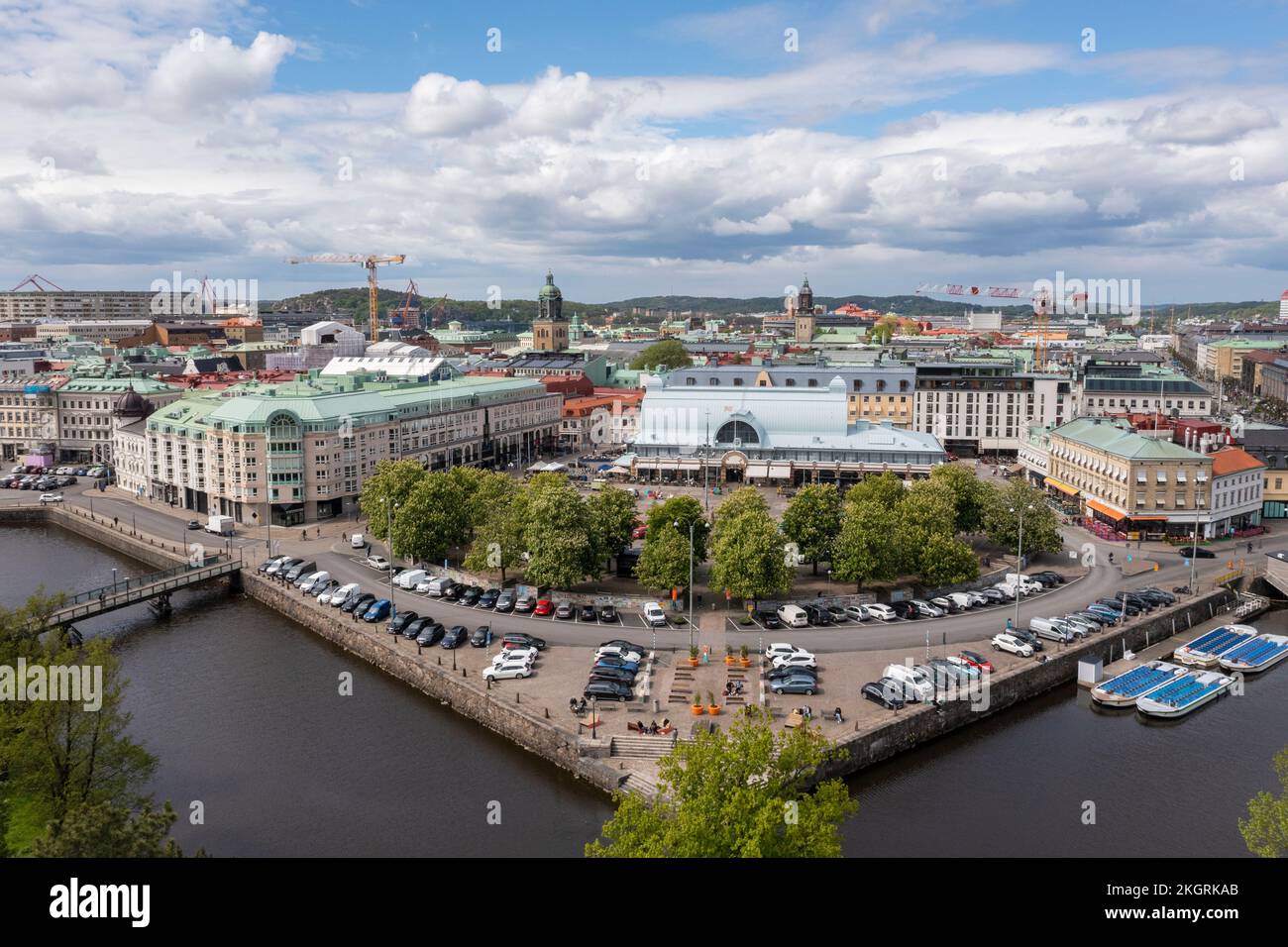 Sweden, Vastra Gotaland County, Gothenburg, Aerial view of city canal ...