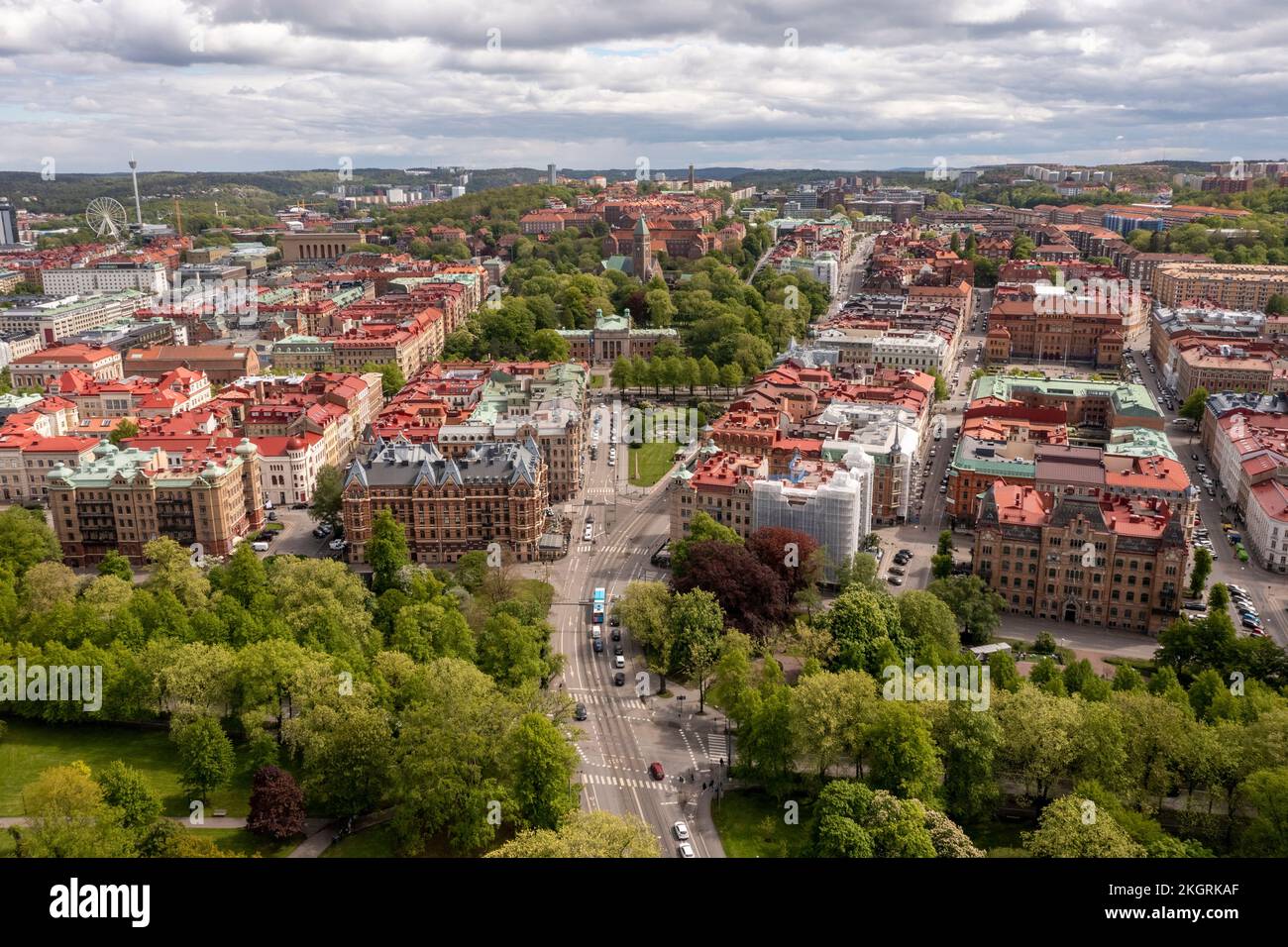 Sweden, Vastra Gotaland County, Gothenburg, Aerial view of Vasastaden ...
