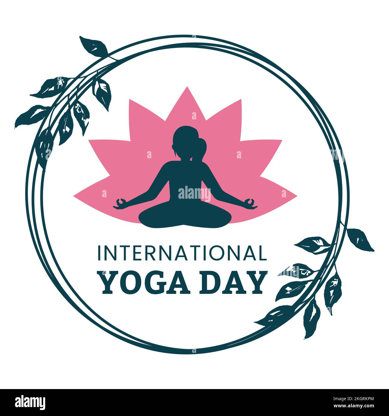 Stylish yoga day vector illustration with blue text effect in round ...