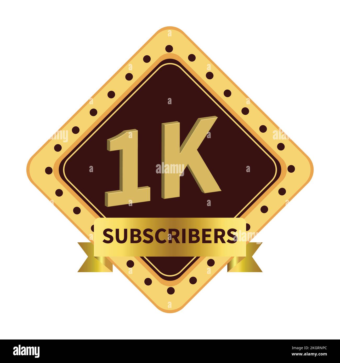 luxury 1k subscriber celebration badge with golden color ribbon on ...