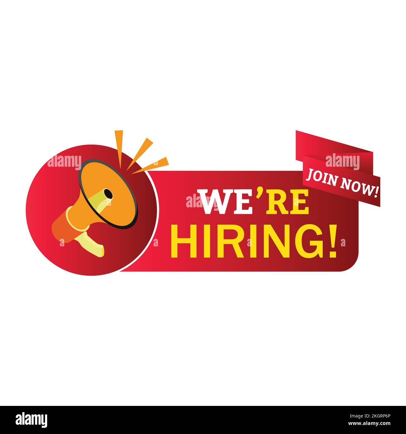 We are Hiring design with mike speaker, red, white, and yellow text ...