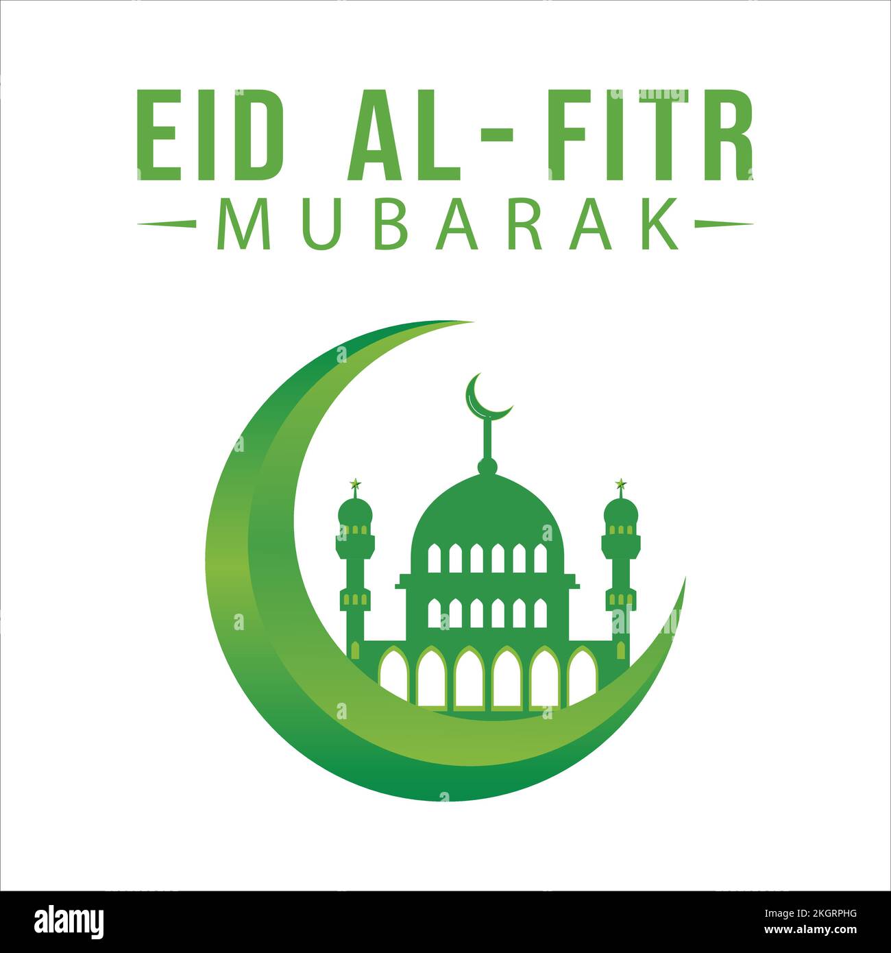 Beautiful Eid Al-Fitr Mubarak Green text effect on White background ...
