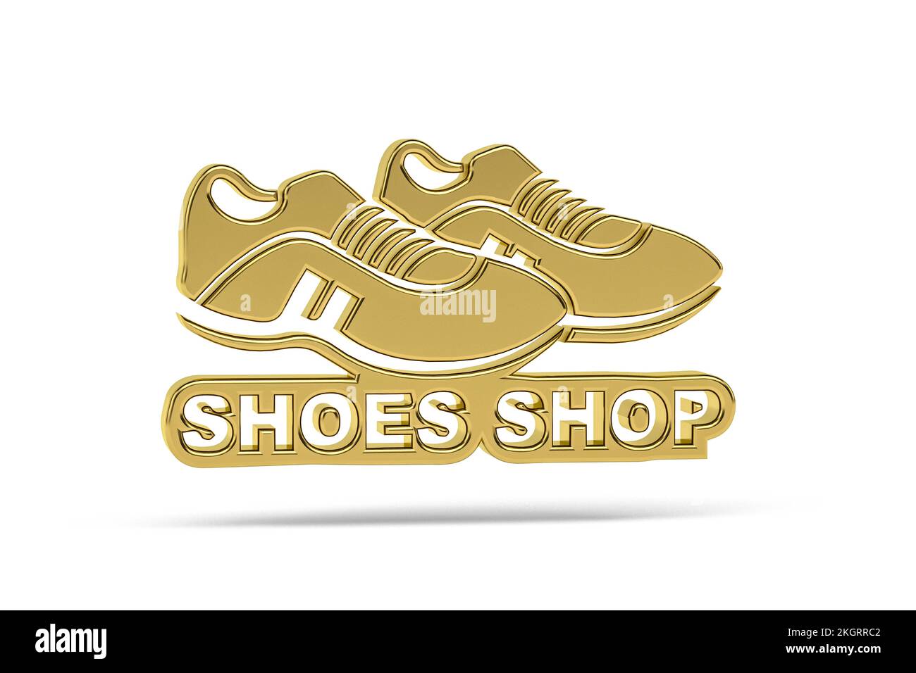 Golden 3d shoes store icon isolated on white background - 3d render ...