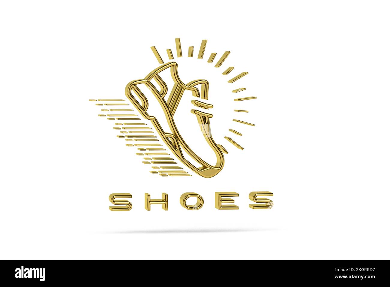 Golden 3d shoes store icon isolated on white background - 3d render ...