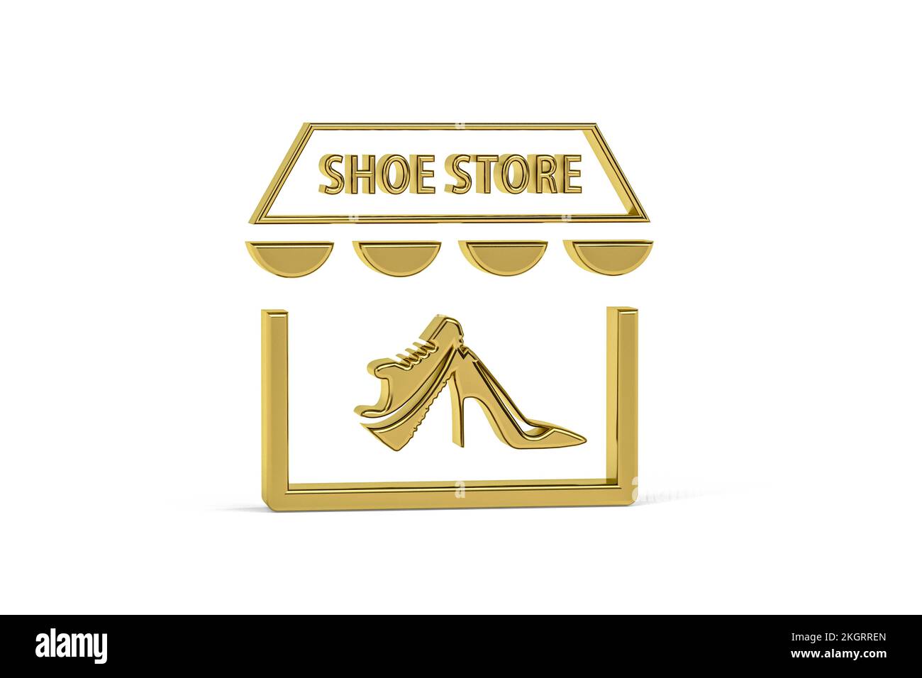Golden 3d shoes store icon isolated on white background - 3d render ...