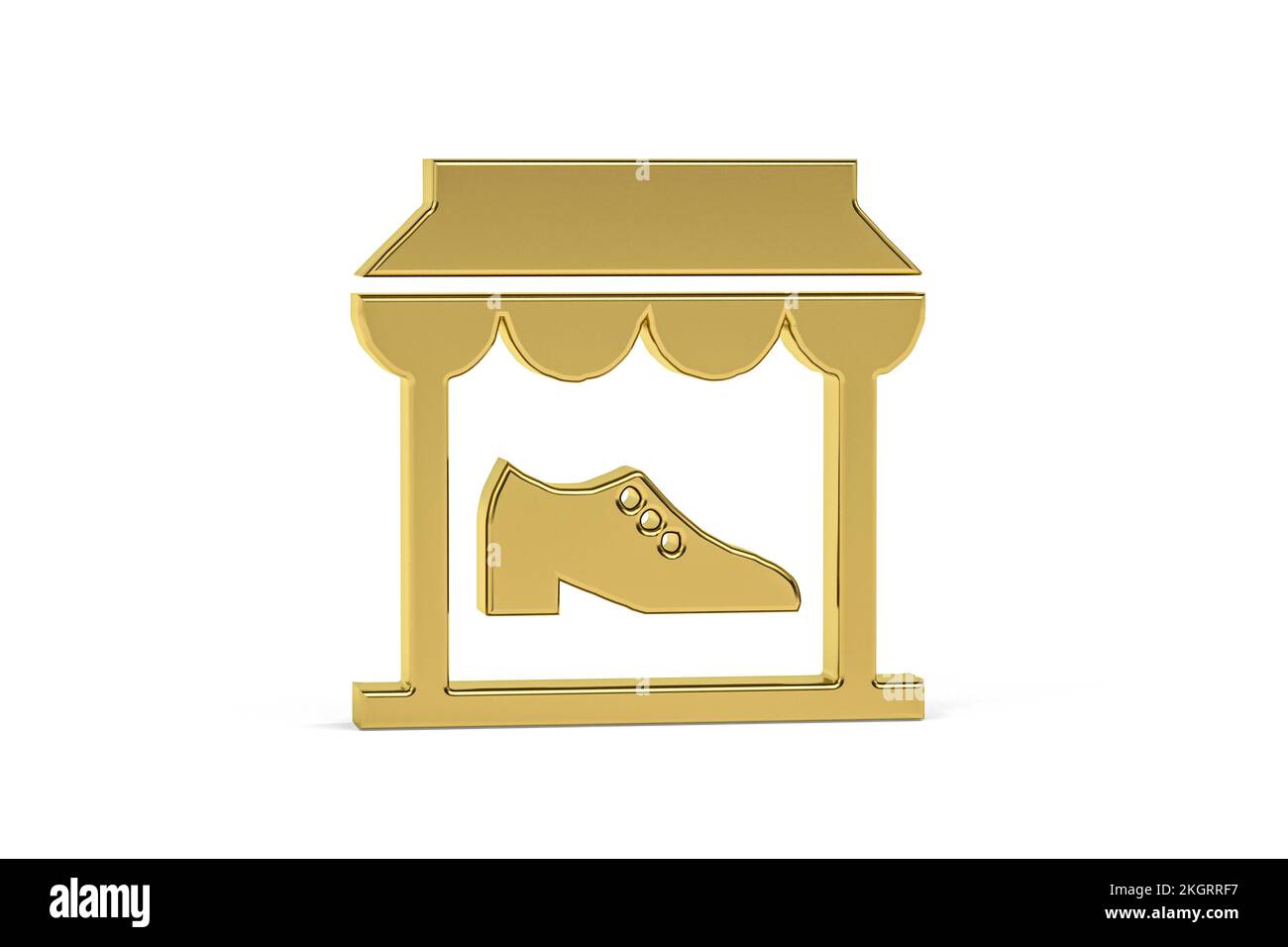 Golden 3d shoes store icon isolated on white background - 3d render ...