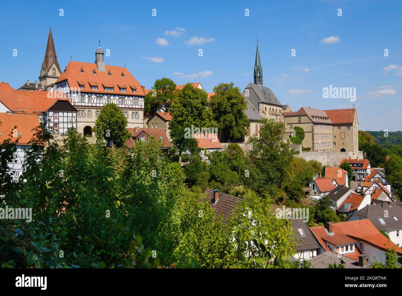 Germany, North Rhine-Westphalia, Warburg, View of historic old town in ...
