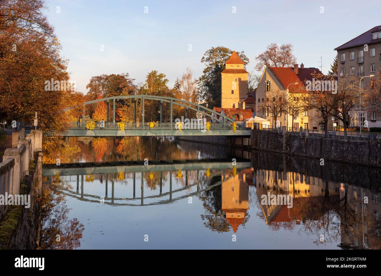 Czech Republic, South Bohemian Region, Ceske Budejovice, Iron bridge ...