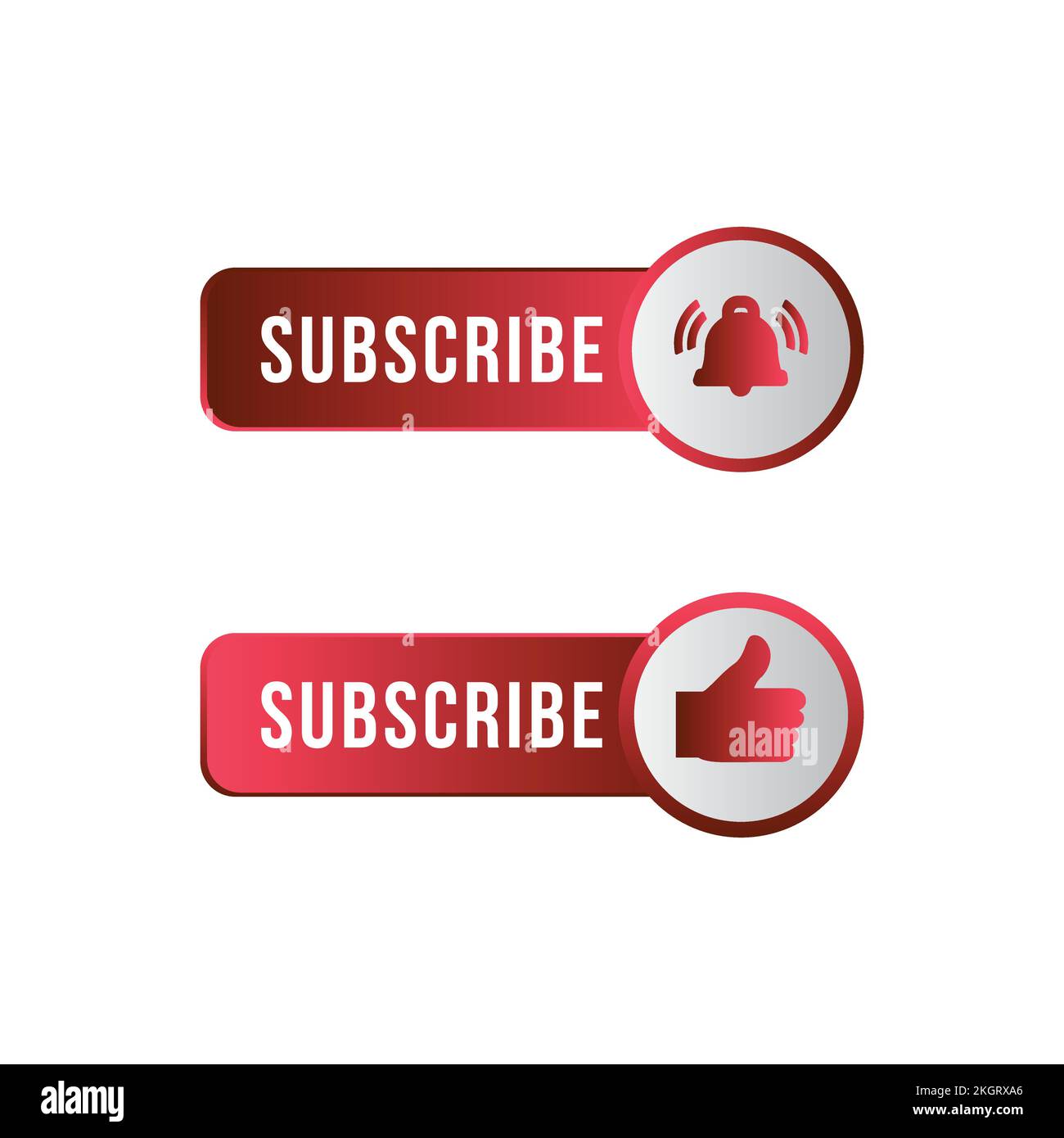 Red and white Subscribe Button in Flat Style Vector Illustration, Stylish Metallic subscribe ...