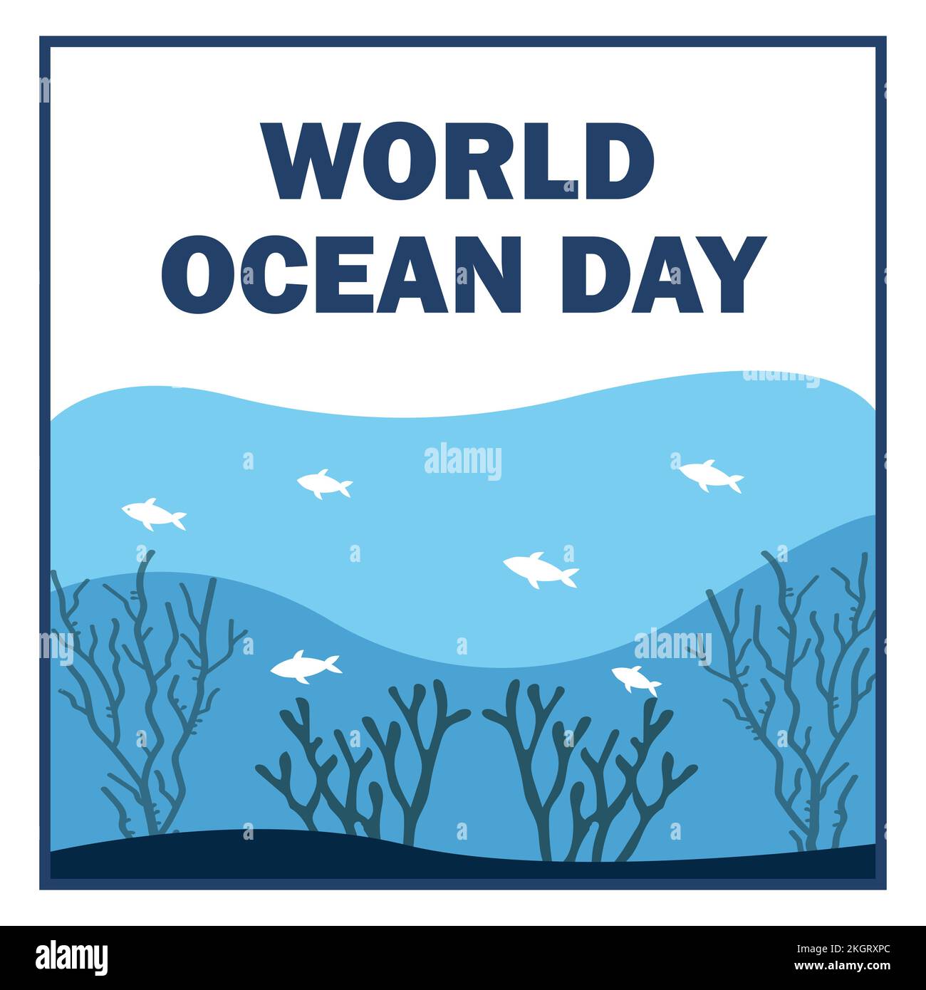 World ocean day vector illustration with blue text effect inside ...