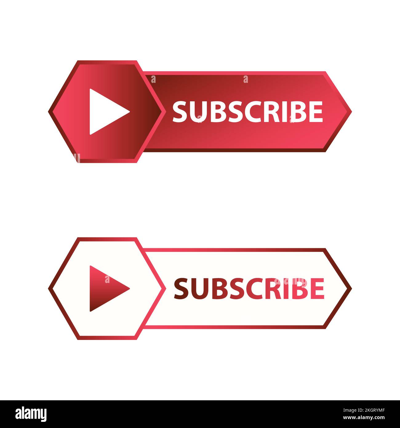 Red Subscribe Button in Flat Style Vector Illustration, Stylish Metallic subscribe button with ...
