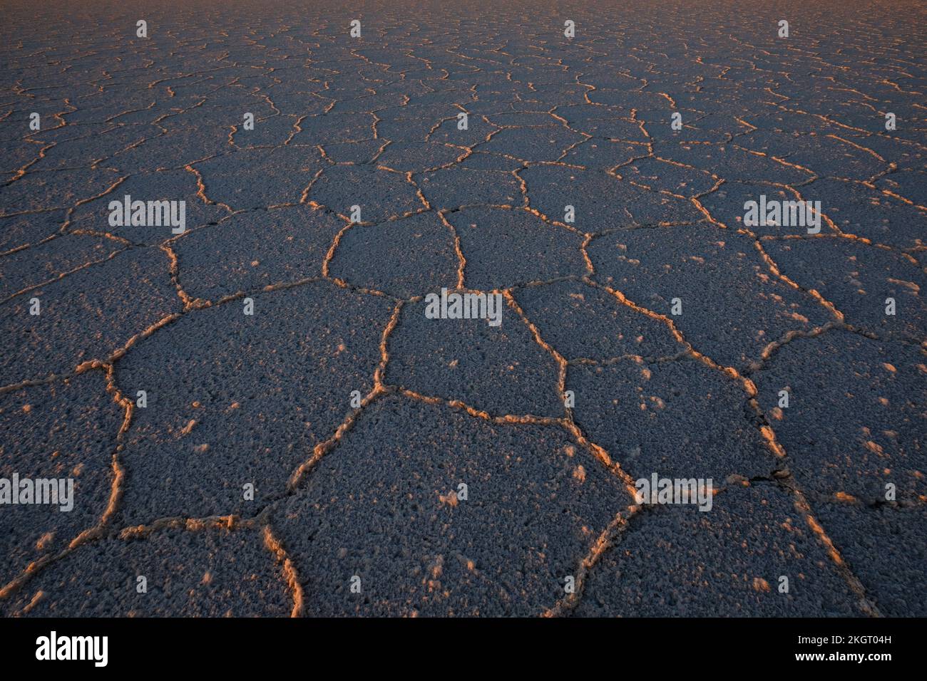 Salar De Uyuni Bolivia At Dawn Poligonal Formations On The Surface Of