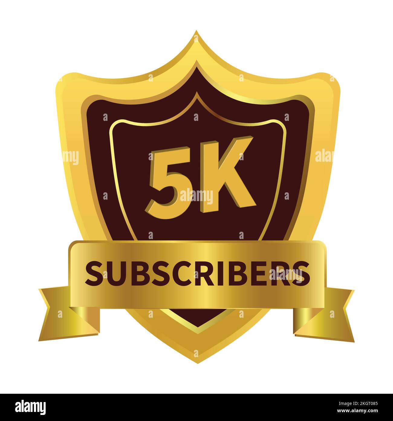 Luxurious 5K Subscribers badge with golden ribbon and dark color shade ...
