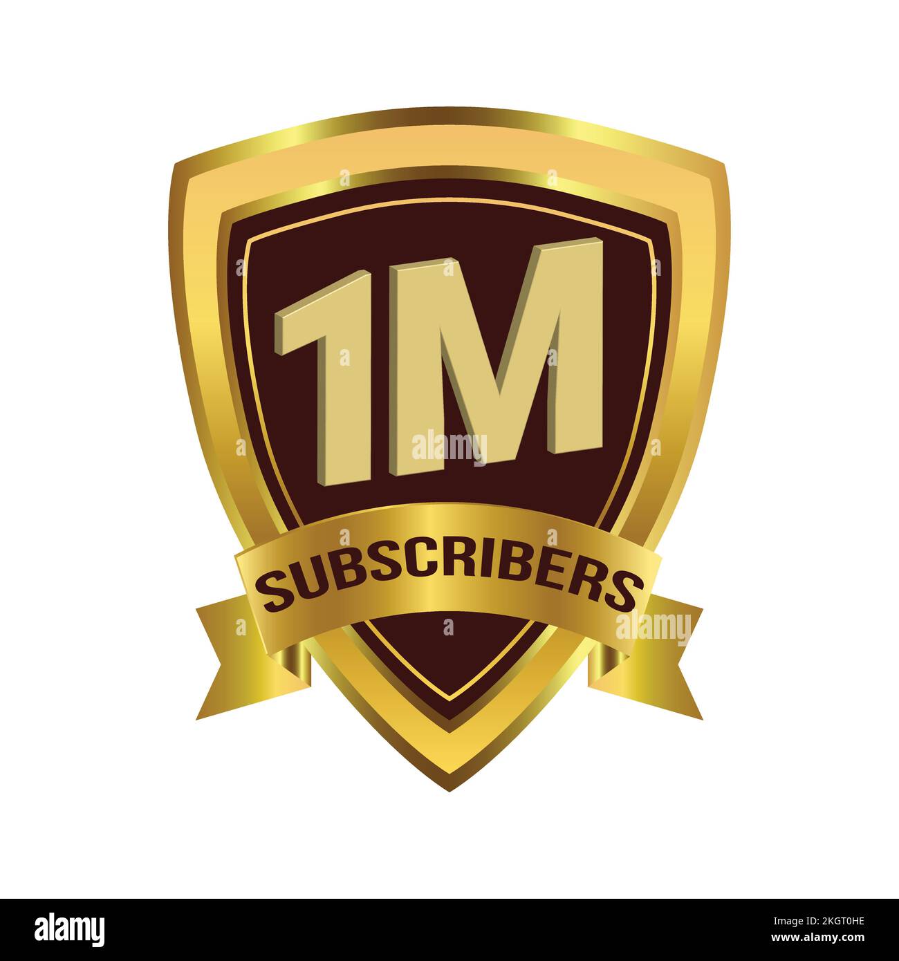 Luxurious 1M Subscribers celebration badge with golden gradient ribbon ...